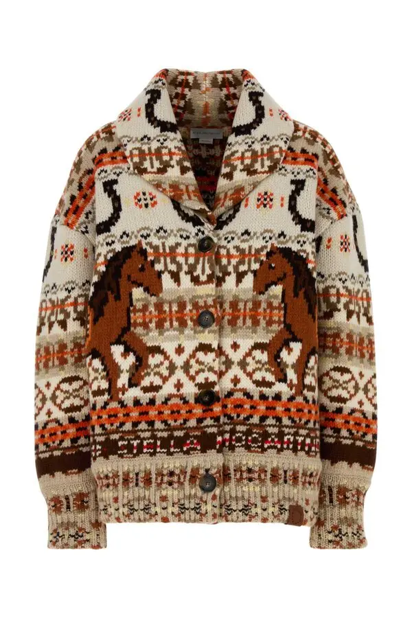 Stella McCartney Embroidered Wool Fair Isle Oversize Cardigan - Multicolor