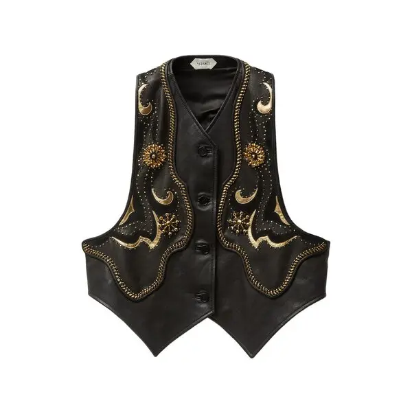 Versace Leather Embellished Vest