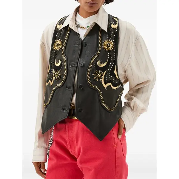 Versace Leather Embellished Vest