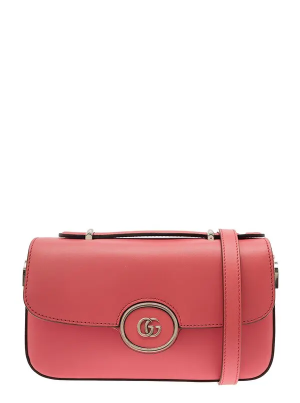 Gucci Petite Gg Mini Shoulder Bag With Double G Detail In Leather - Pink