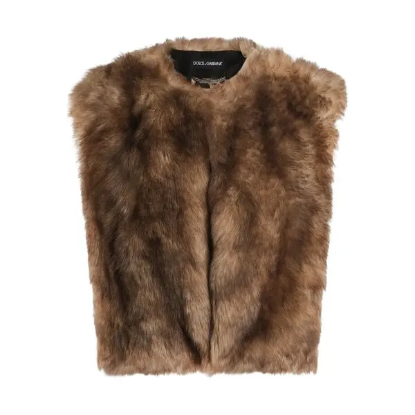 Dolce & Gabbana Fur Trim Sleeveless Waistcoat - Brown