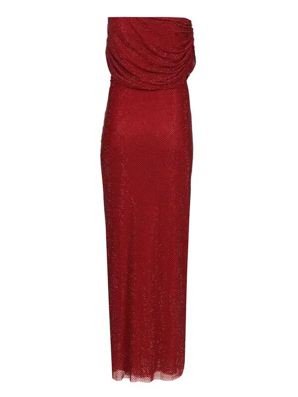 SELF-PORTRAIT Rhinestone Draped Midi Dress - Multicolor