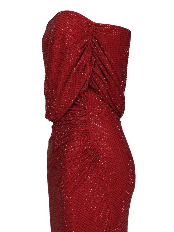 SELF-PORTRAIT Rhinestone Draped Midi Dress - Multicolor