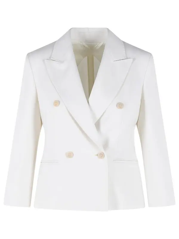 Max Mara Dorico Cropped Blazer In Ivory Wool Tela