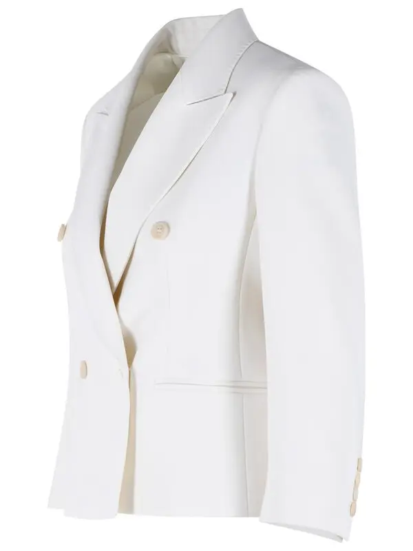 Max Mara Dorico Cropped Blazer In Ivory Wool Tela