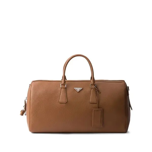 Prada Calf Leather Duffle Bag - Brown