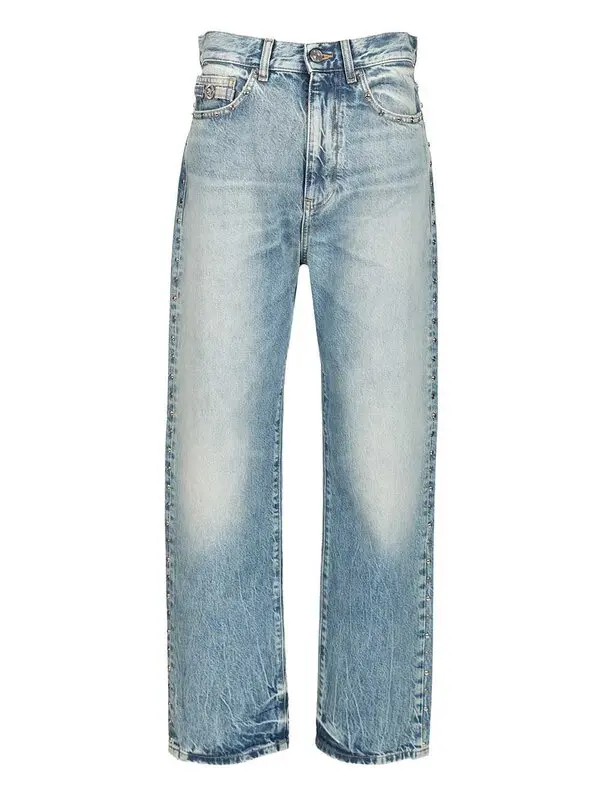 Versace Pencil Jeans With Medusa Biggie Accessory - Blue
