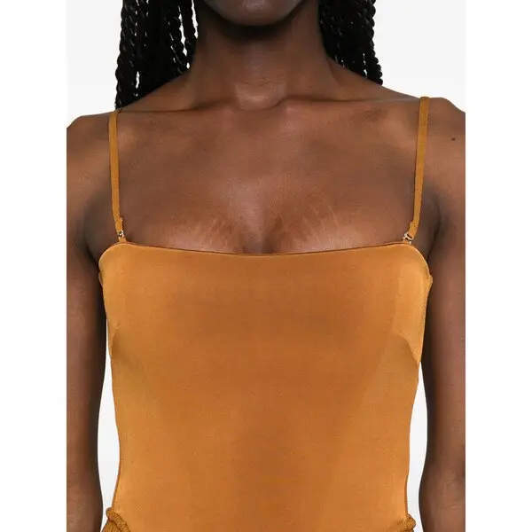 Zimmermann Square Neck Spaghetti Strap Jumpsuit - Brown
