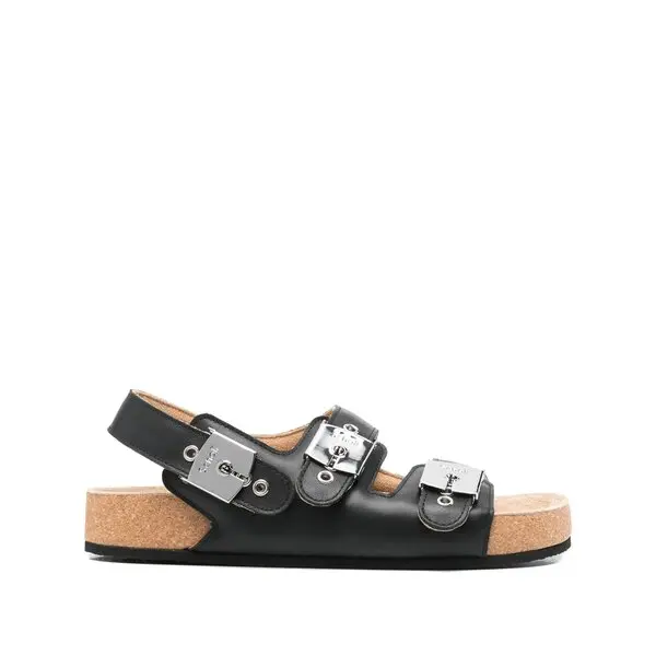 Balenciaga Calf Leather Slingback Sandals With Silver-tone Buckles
