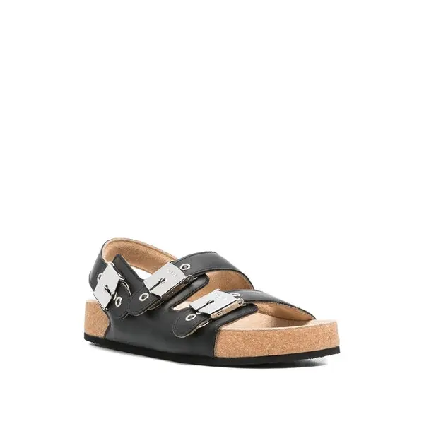 Balenciaga Calf Leather Slingback Sandals With Silver-tone Buckles