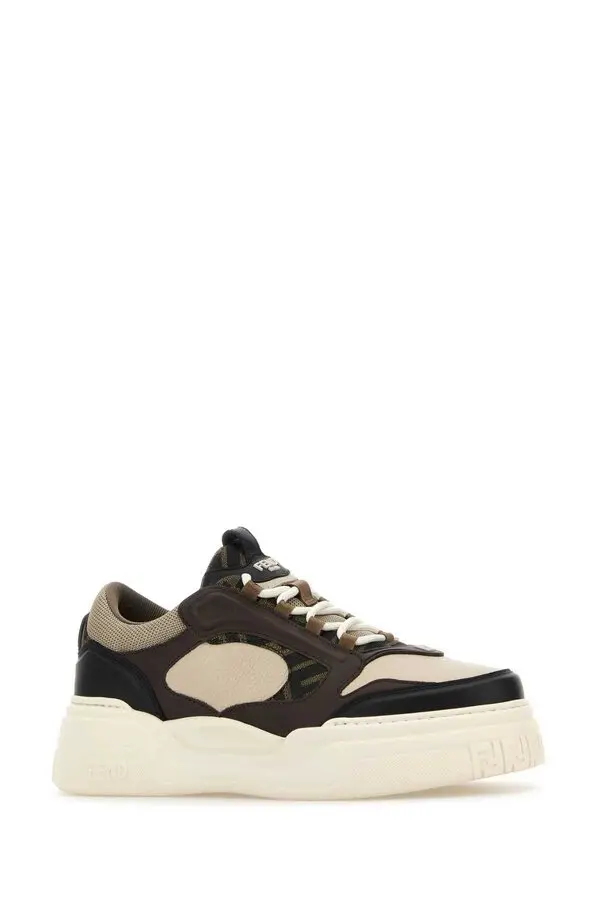 Fendi Leather And Canvas Force Sneakers - Multicolor