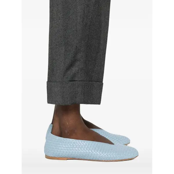 Peserico Grey Herringbone Pattern Cuffed Trousers