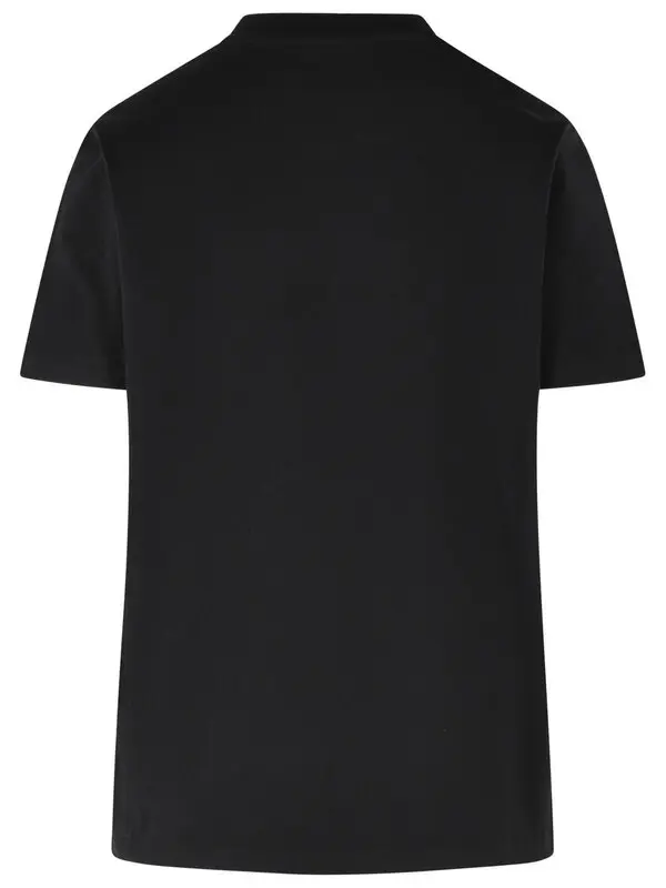 Moncler Cotton T-shirt With Embroidered Logo - Black
