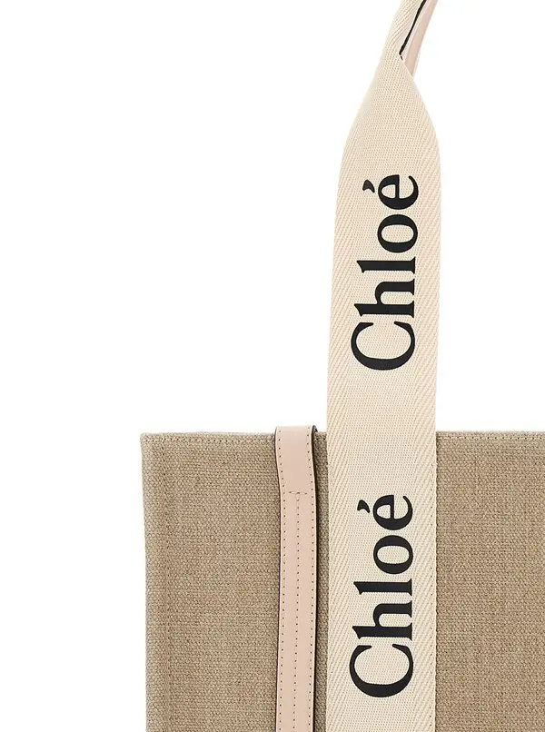 Chloé Woody Medium Tote Bag - Cream