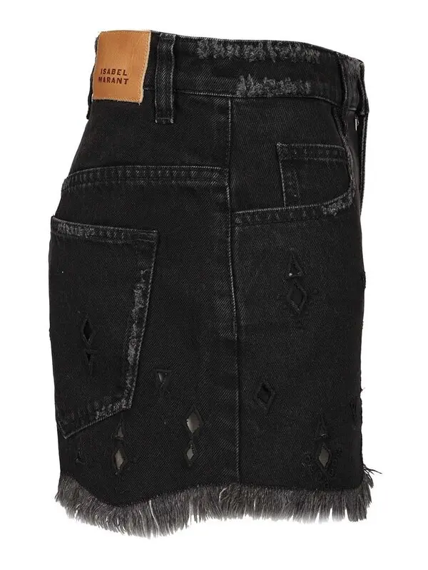 Isabel Marant Étoile Aecia" Denim Shorts With Cutout Detail And Frayed Hem
