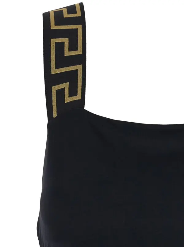 Versace One-piece Swimsuit With Greca Detail - Black