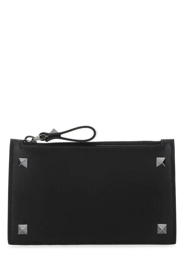 Valentino Garavani Leather Rockstud Card Holder - Black