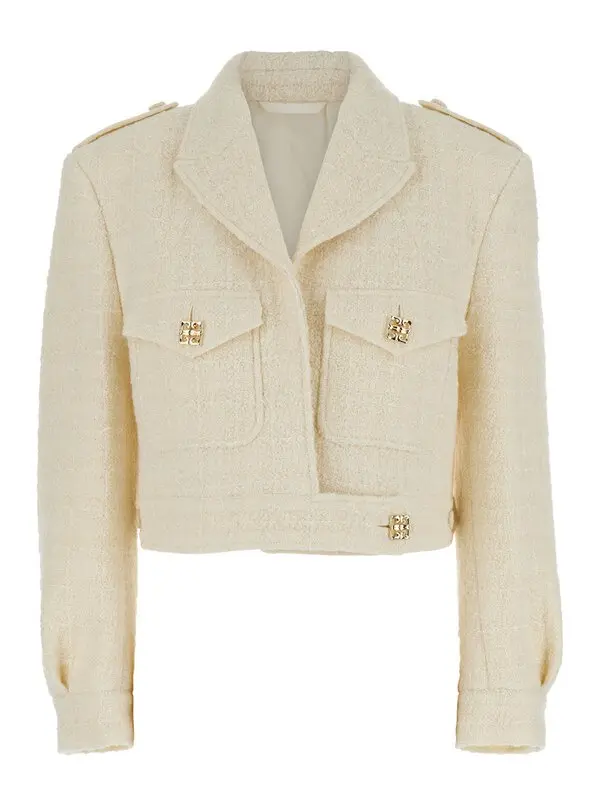 Givenchy Wool Blend Cropped Jacket With 4g Logo Detail - Multicolor