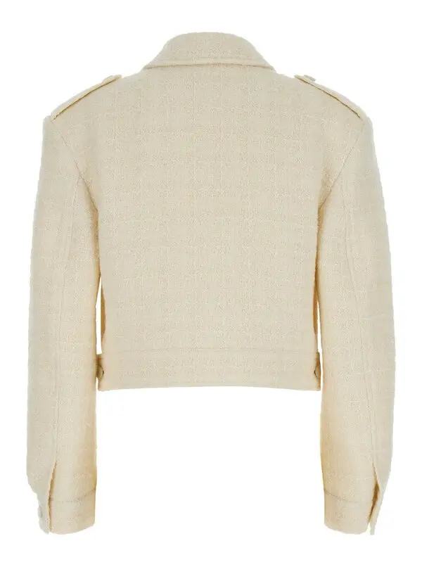 Givenchy Wool Blend Cropped Jacket With 4g Logo Detail - Multicolor