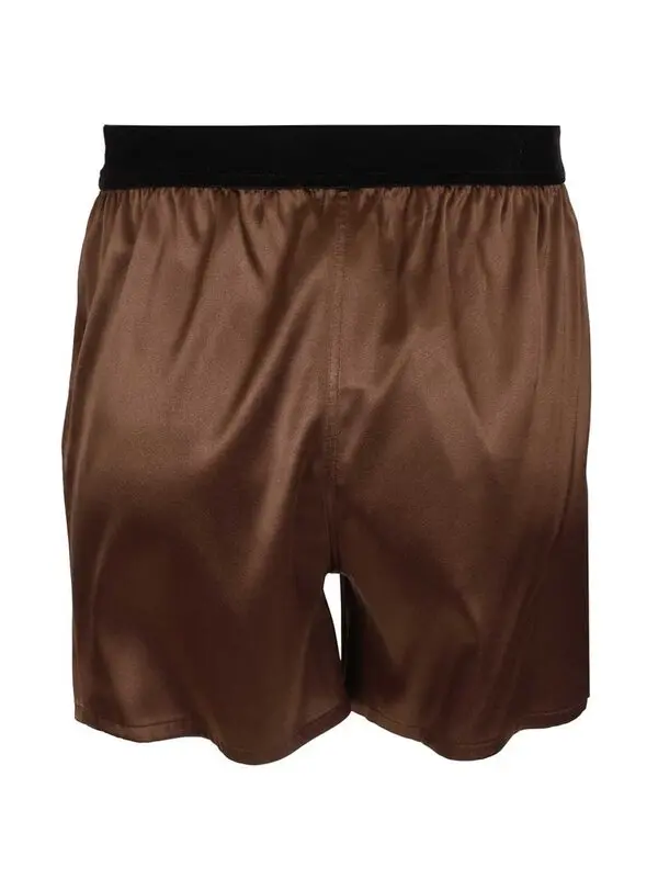 TOM FORD Silk Satin Boxer Shorts - Brown