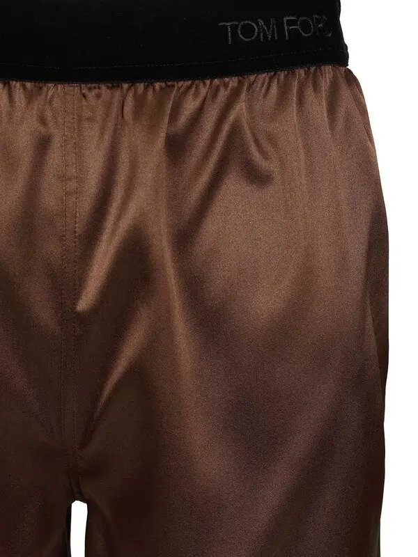 TOM FORD Silk Satin Boxer Shorts - Brown