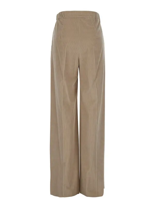 Max Mara Beige Corduroy Palazzo Pants - Multicolor