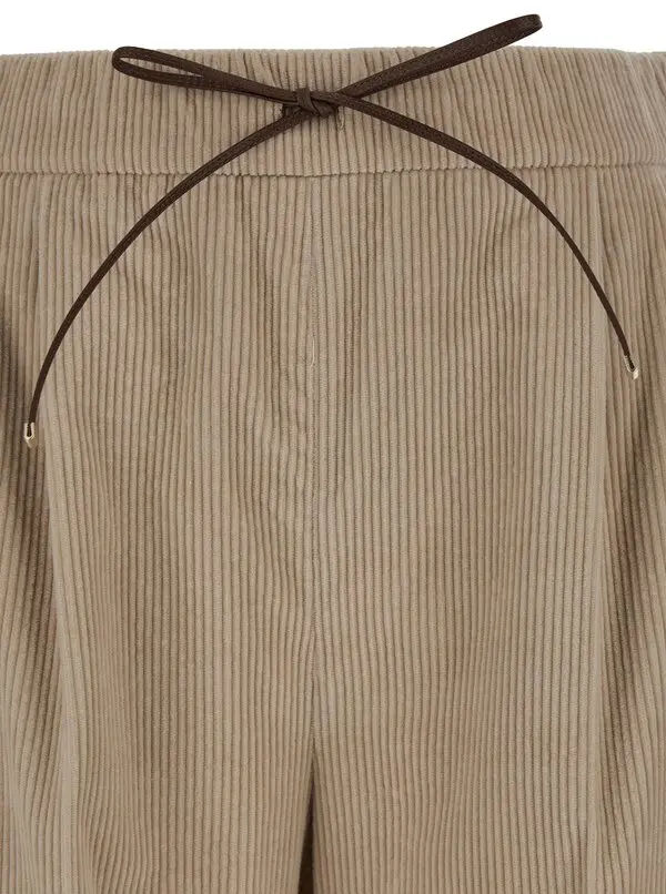 Max Mara Beige Corduroy Palazzo Pants - Multicolor