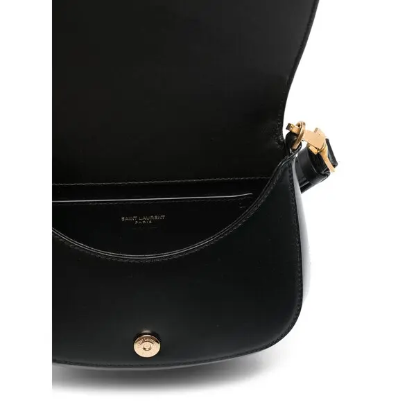 Saint Laurent Calfskin Leather Shoulder Bag With Cassandre Logo