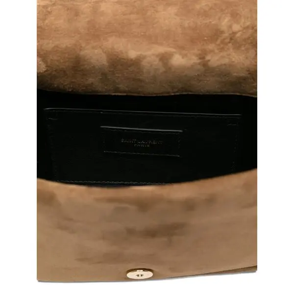 Saint Laurent Quilted Suede Shoulder Bag