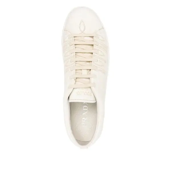 Prada Low-top Lace-up Trainers - Cream