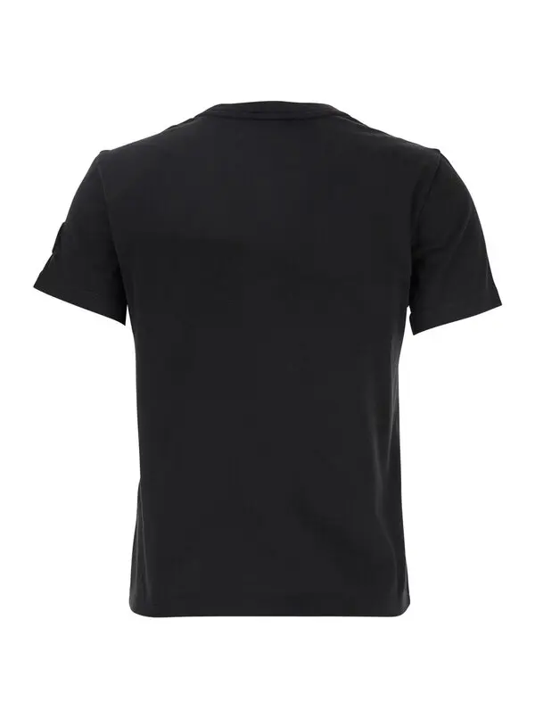 Moncler Embroidered Logo Cotton T-shirt - Black