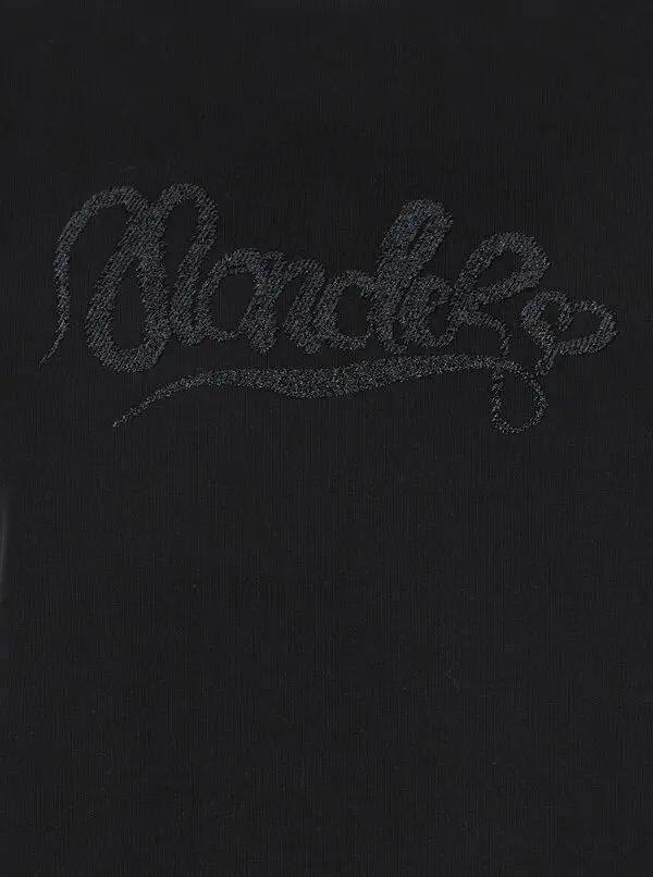 Moncler Embroidered Logo Cotton T-shirt - Black