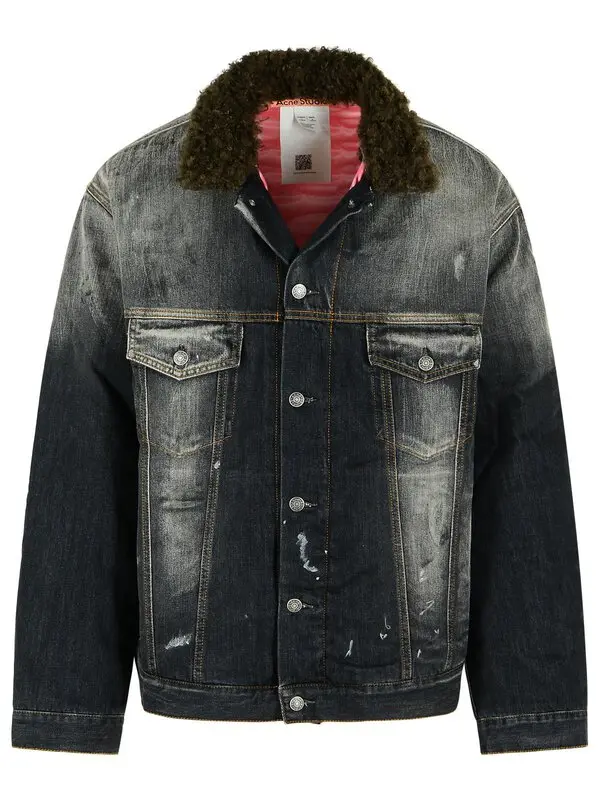 Acne Studios Faux Fur Lined Denim Jacket - Black