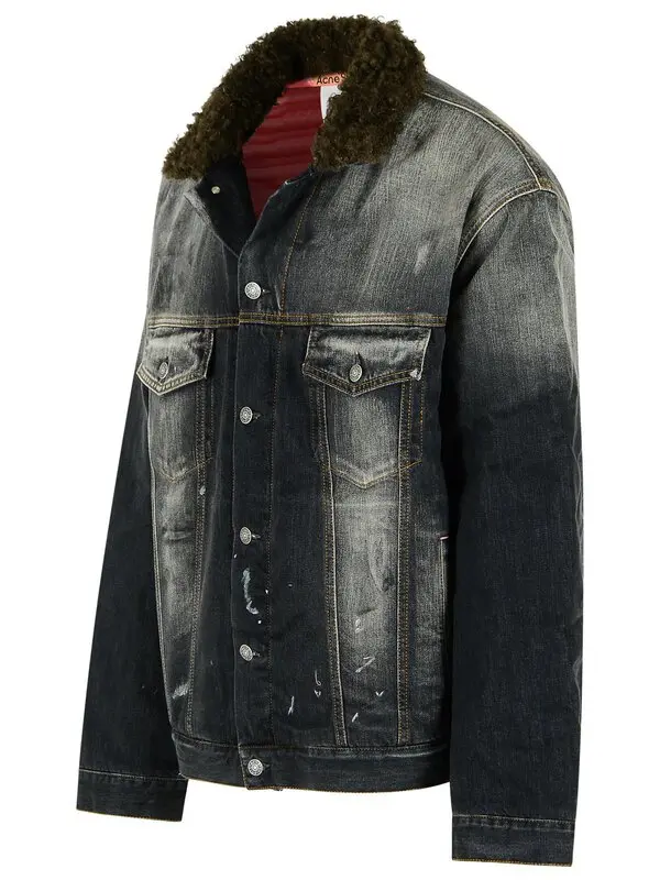 Acne Studios Faux Fur Lined Denim Jacket - Black