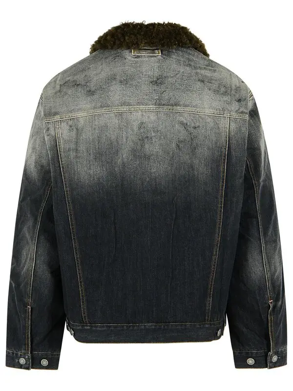 Acne Studios Faux Fur Lined Denim Jacket - Black