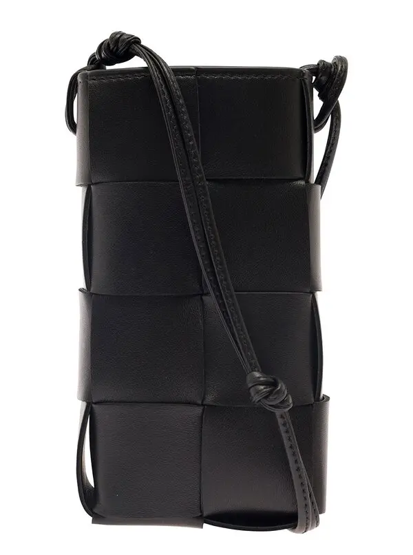 Bottega Veneta Intrecciato Nappa Leather Phone Pouch - Black