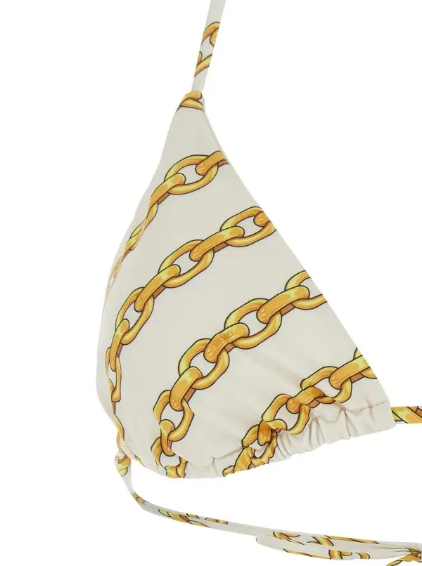 Versace Bikini Top With All-over Chain Print - Multicolor