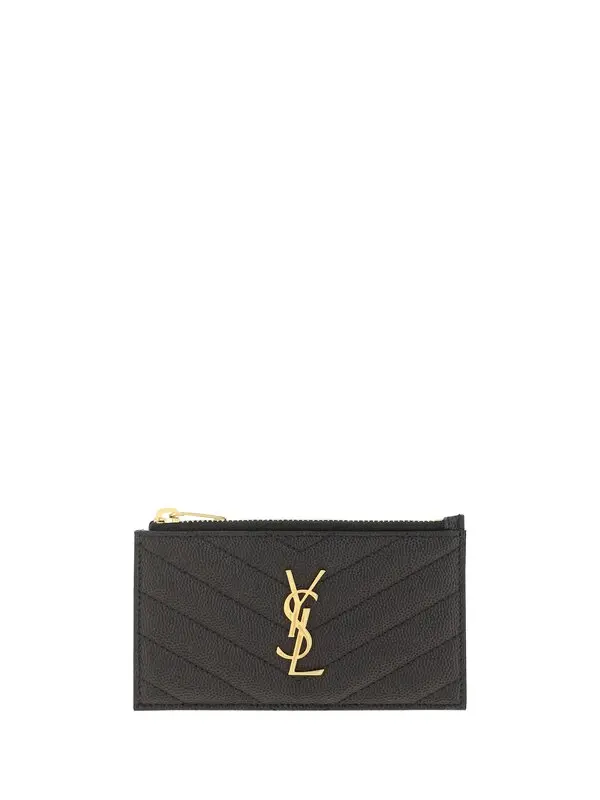 Saint Laurent Leather Cardholder - Black