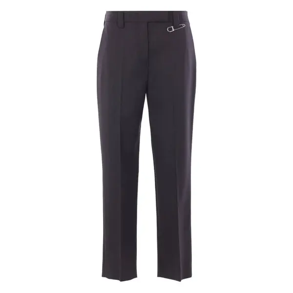 Prada Tailored Wool Trousers With Safety Pin Detail - Gray