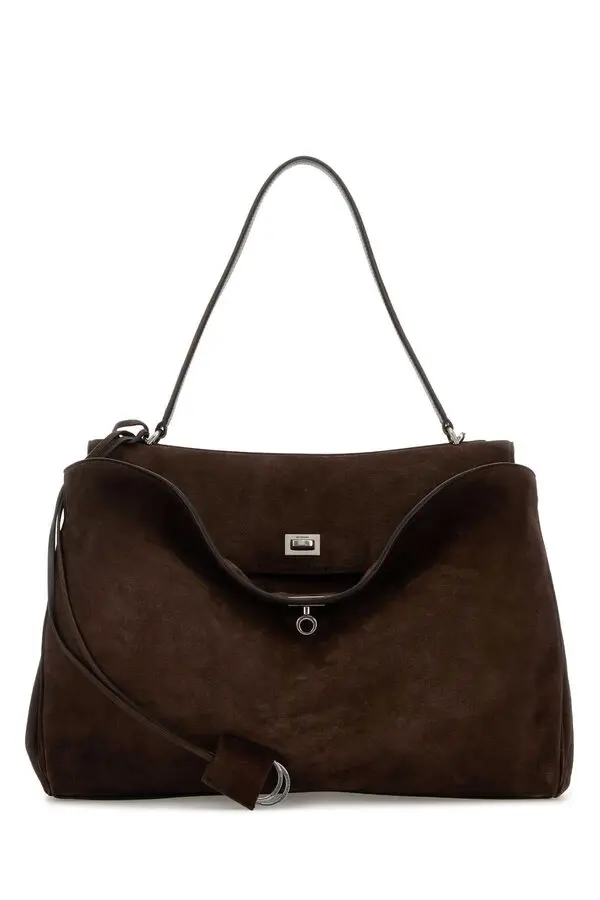Balenciaga Dark Suede Large Rodeo Handbag - Brown