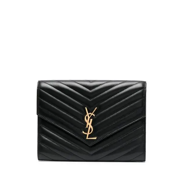 Saint Laurent Leather Matelassé Effect Clutch Bag
