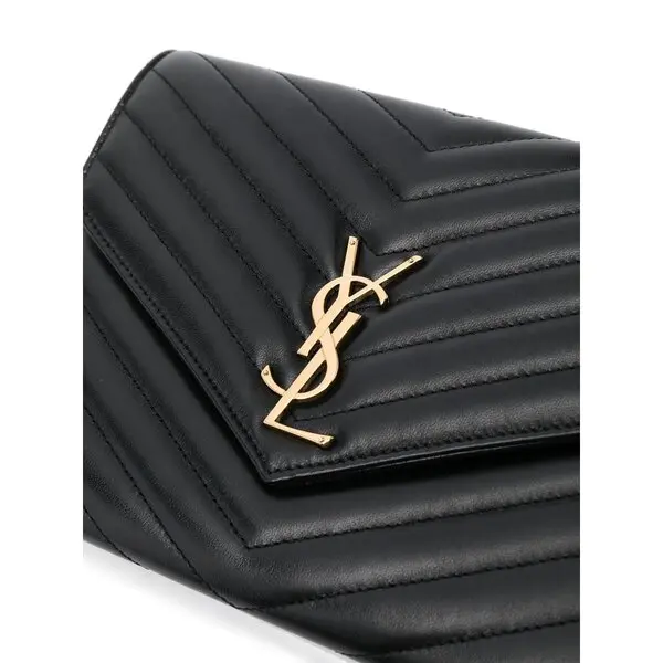 Saint Laurent Leather Matelassé Effect Clutch Bag