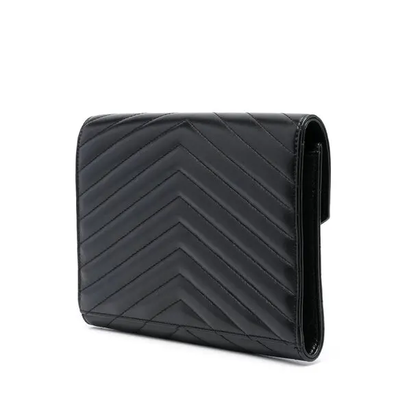 Saint Laurent Leather Matelassé Effect Clutch Bag
