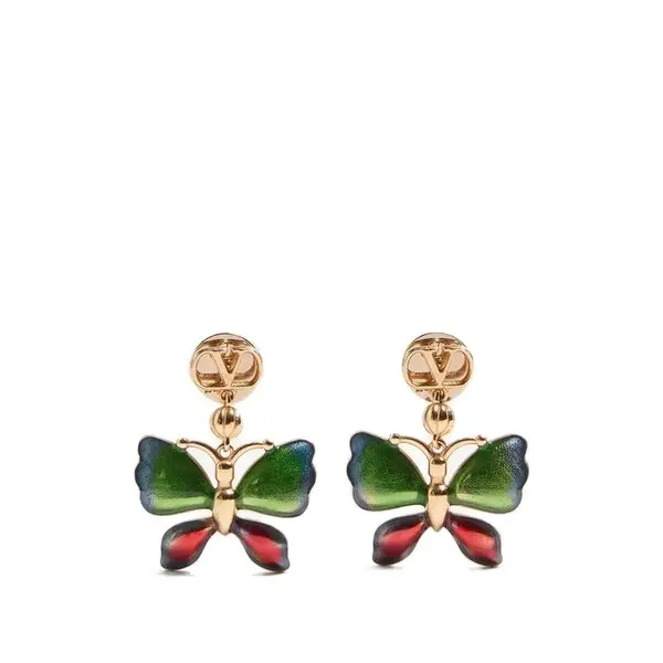 Valentino Garavani Tone Butterfly Earrings With Enamel - Gold
