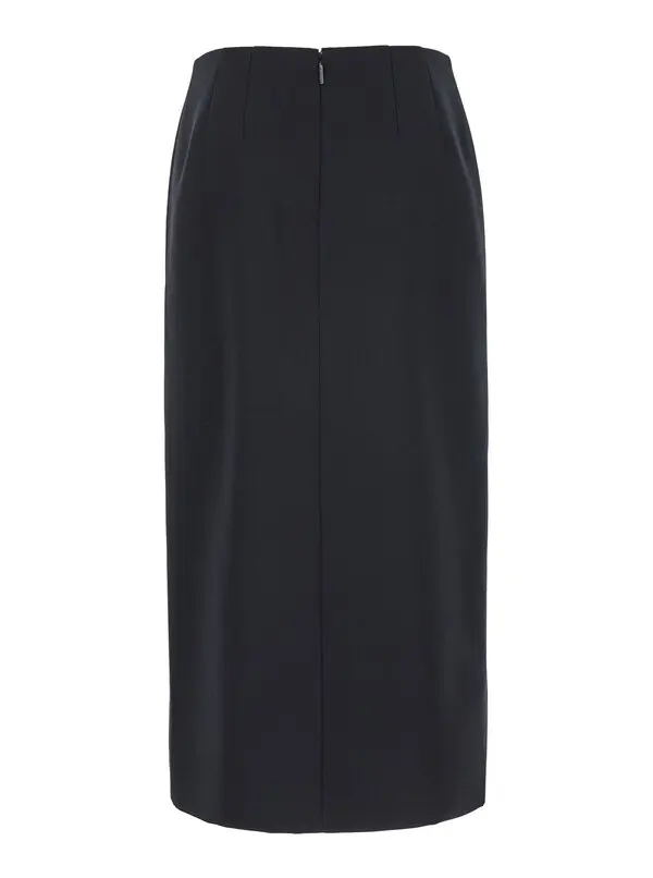 Valentino Garavani Wool Midi Skirt With Side Slits - Multicolor