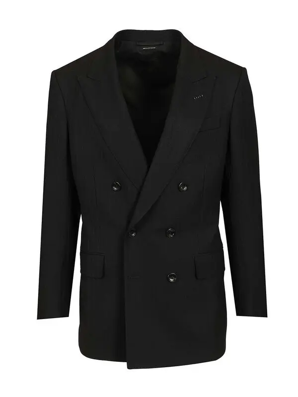 TOM FORD Double-breasted Wool Blazer - Black