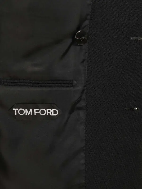 TOM FORD Double-breasted Wool Blazer - Black