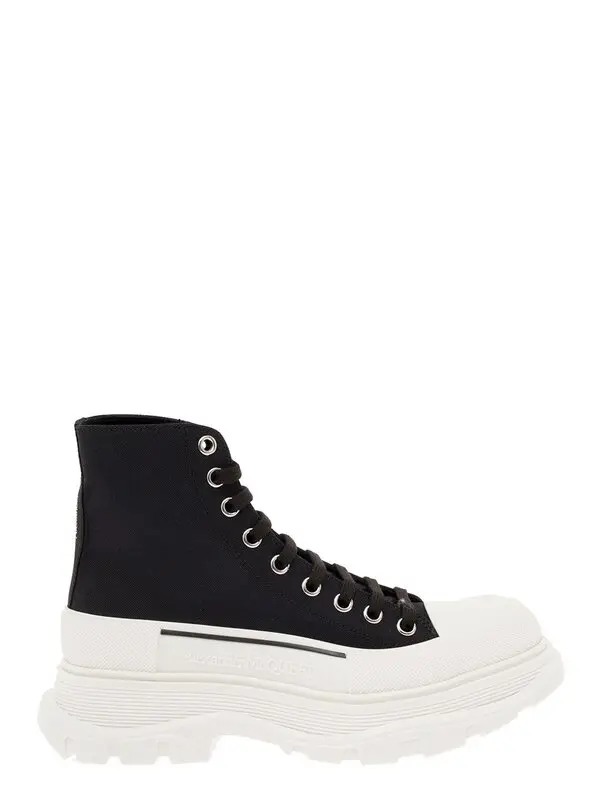 Alexander McQueen Tread Slick High Top Sneakers With Oversized Platform - Black
