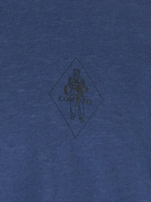 C.P. COMPANY Blue Crewneck T-shirt With Logo Embroidery On The Front In Cotton - Multicolor