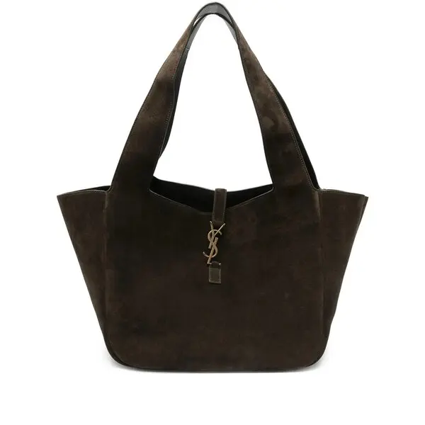 Saint Laurent Suede Tote Bag With Logo Plaque
